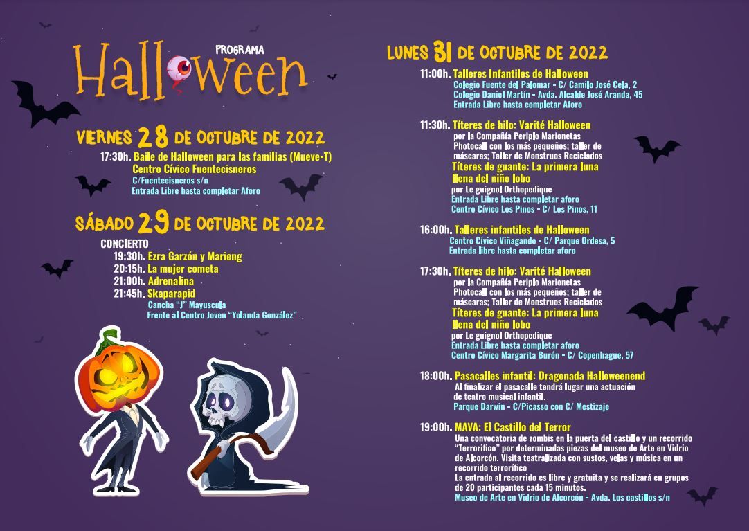 Programa completo de actividades Halloween 2022 en Alcorcón ...